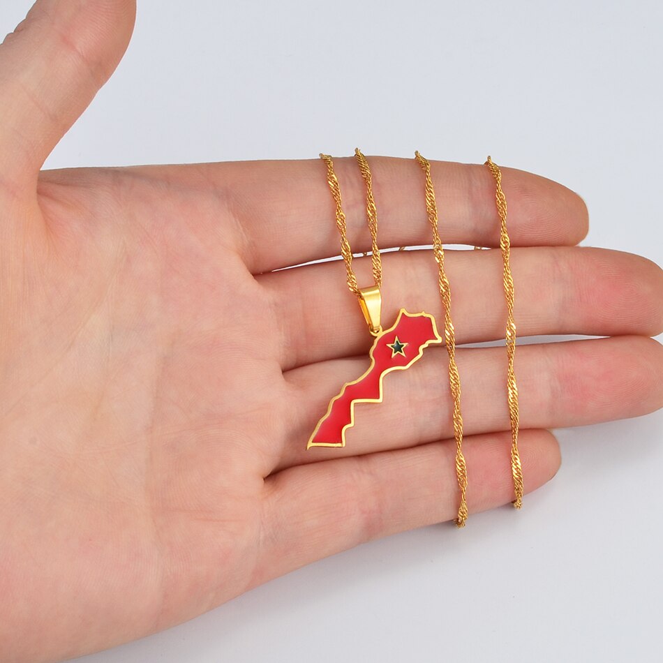 Collier drapeau Maroc couleur or – King Drapeaux