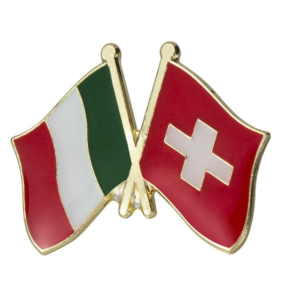 Pin's drapeaux croisés Italie & Suisse – King Drapeaux