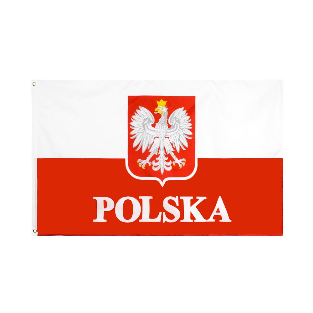 Drapeau Pologne avec blason – King Drapeaux